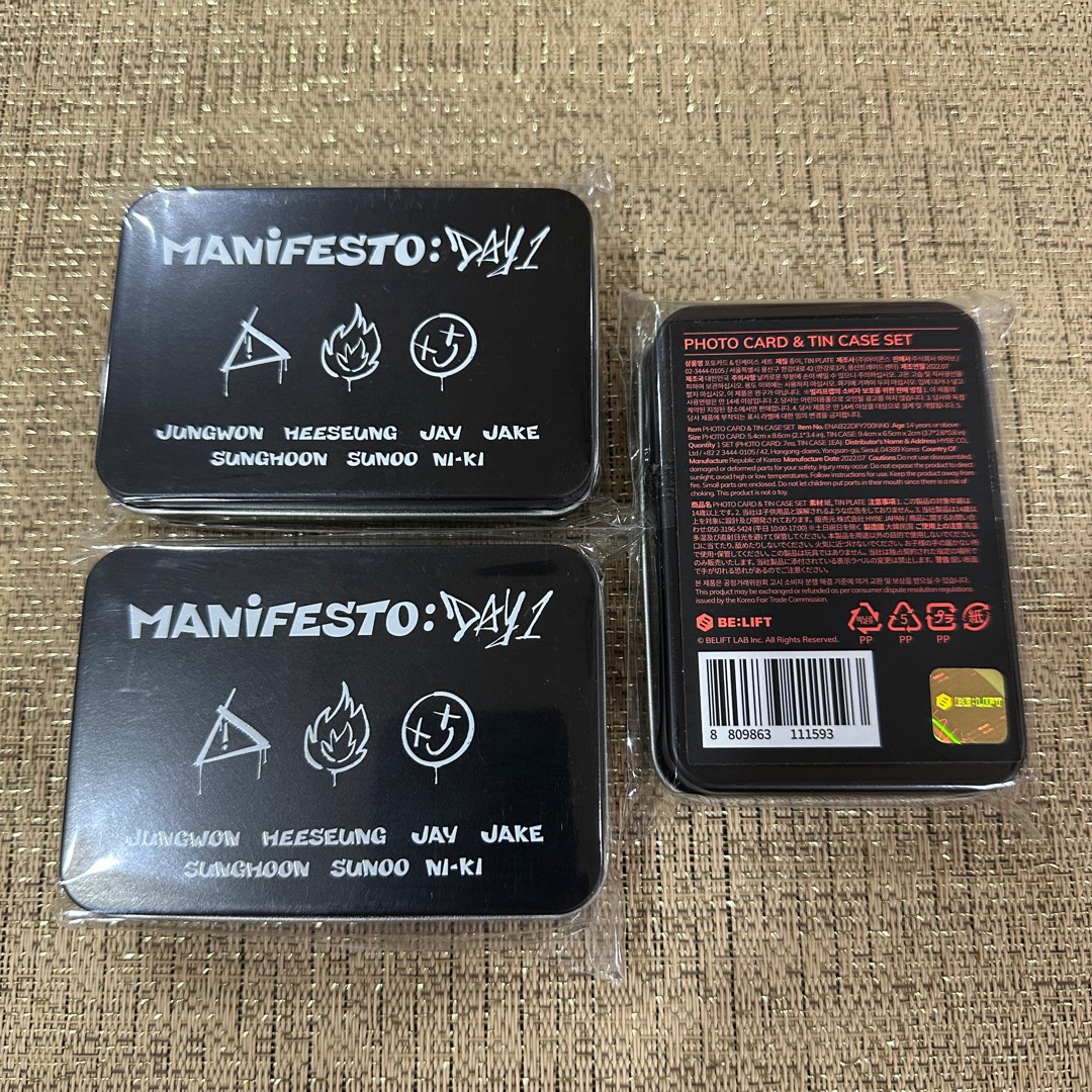 Enhypen Manifesto Day 1 Merch Photo Card & Tin Case Set, Hobbies & Toys ...