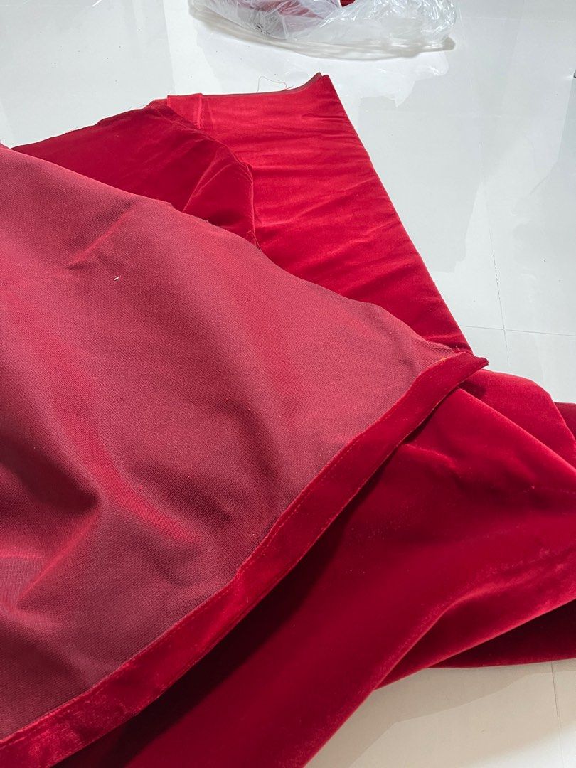 Event booth red velvet table cloth table cover skirting, Furniture ...