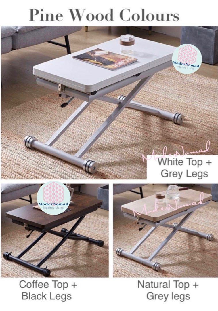 Foldable Coffee Dining Table Adjustable Height Convertible Desktop ...