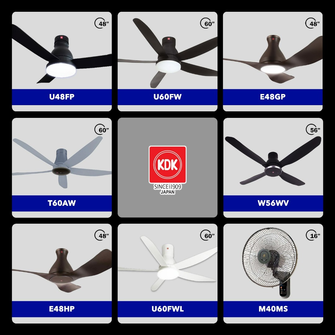 KDK Ceiling Fan / Wall Fan + DELIVERY / INSTALLATION, Furniture & Home ...