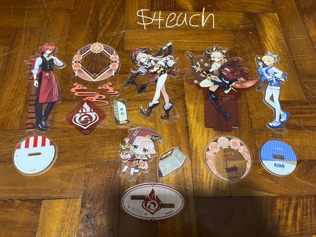 Genshin impact omanjuu acrylic stand yoimiya Diluc yanfei, Hobbies ...