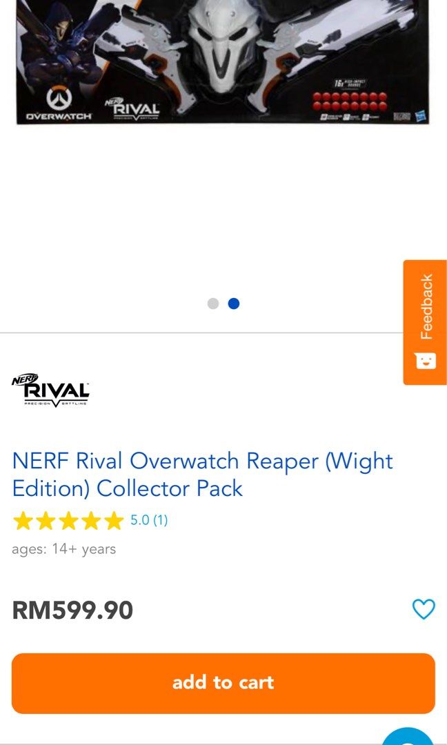 Hasbro Overwatch Nerf Rival Reaper Wight Edition, Hobbies & Toys, Toys ...