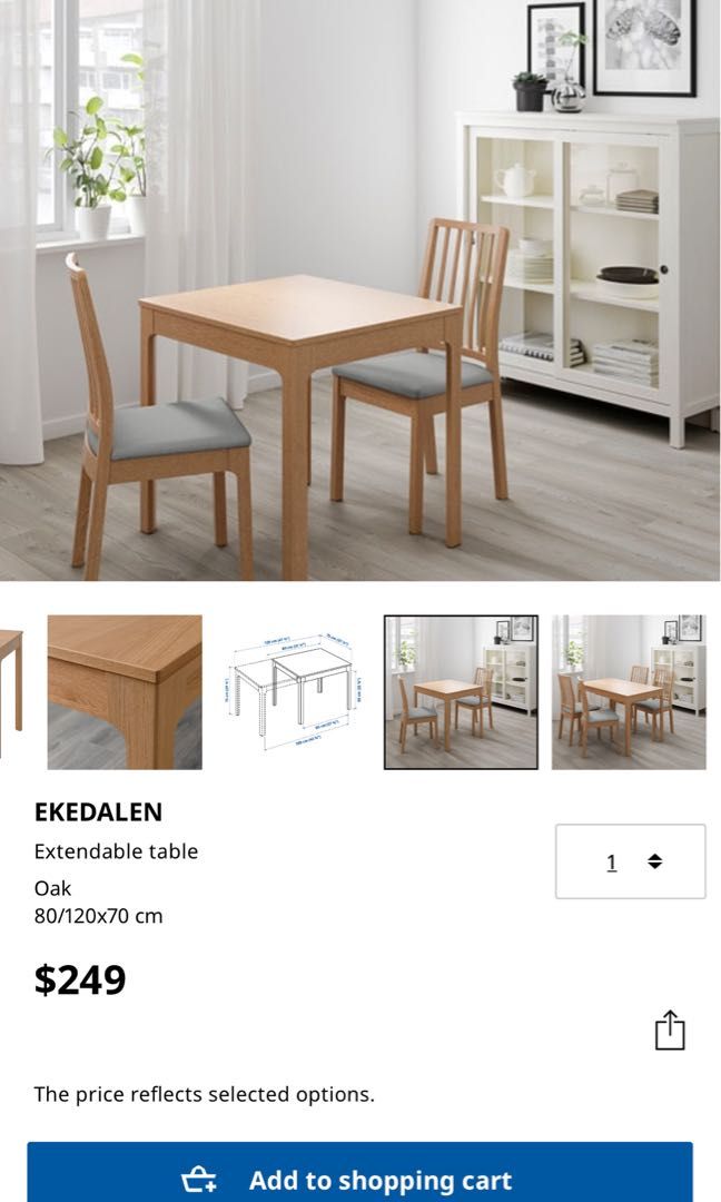 IKEA Extendable Table, Furniture & Home Living, Furniture, Tables ...