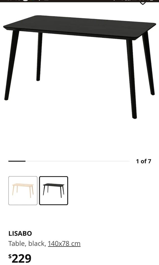 IKEA Lisabo black dining table, Furniture & Home Living, Furniture ...