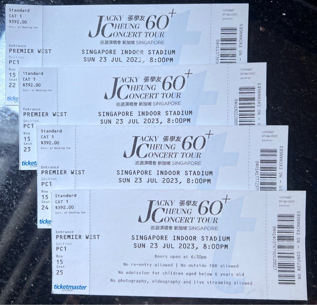 Jacky Cheung 60+ Concert Tour SG, Tickets & Vouchers, Event Tickets on Carousell