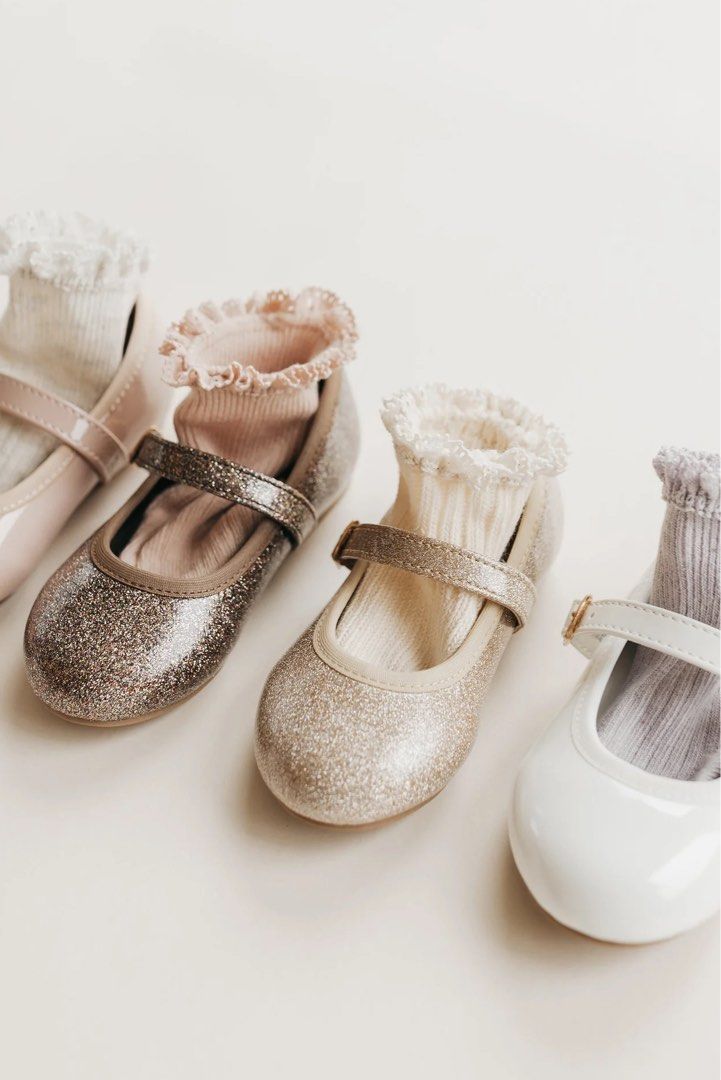 Jamie Kay Gold Ballet Flats EU22, Babies & Kids, Babies & Kids Fashion ...