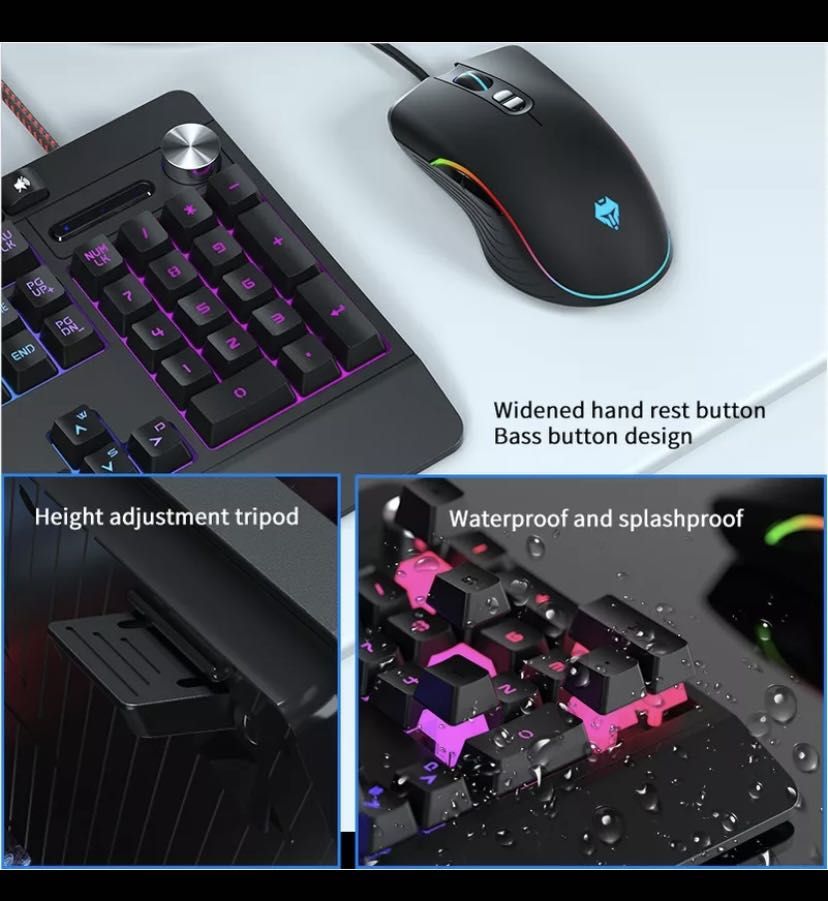 LANGTU V9000 Wired Keyboard and Mouse Combo RGB Backlit Gaming Keyboard ...