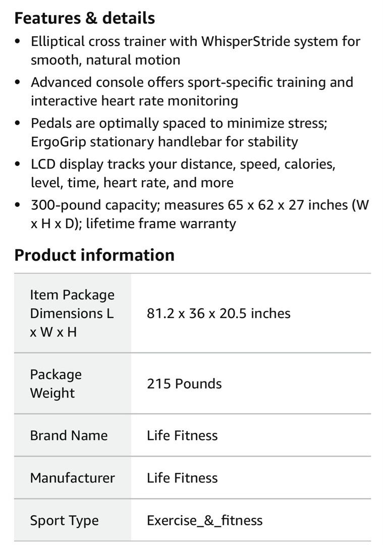 Life Fitness X3 Advanced Elliptical Trainer, Sports Equipment, Exercise ...
