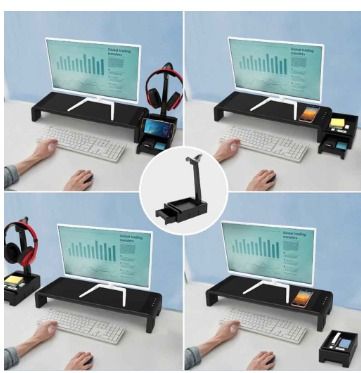 Lucky Sambo Monitor Stand with 4 USB Ports Adjustable Width Laptop ...