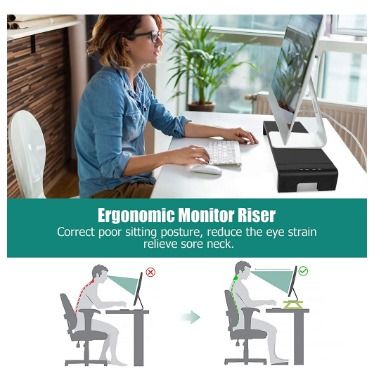 Lucky Sambo Monitor Stand with 4 USB Ports Adjustable Width Laptop ...