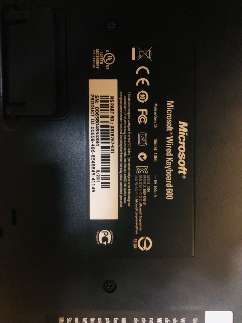 Microsoft wired keyboard 600, Computers & Tech, Parts & Accessories ...
