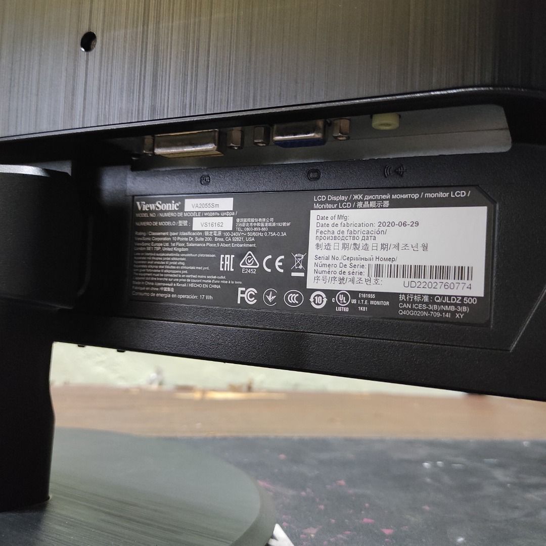 MONITOR VIEWSONIC VA2055Sm 20 INCH 1080P LED MONITOR, Computers & Tech ...