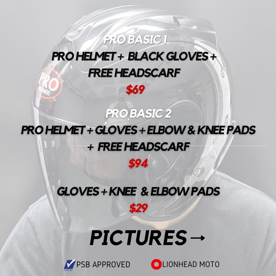 MOTORCYCLE HELMET BEGINNER RIDER PACKAGE ( GLOVES/HELMETS/KNEE & ELBOW ...