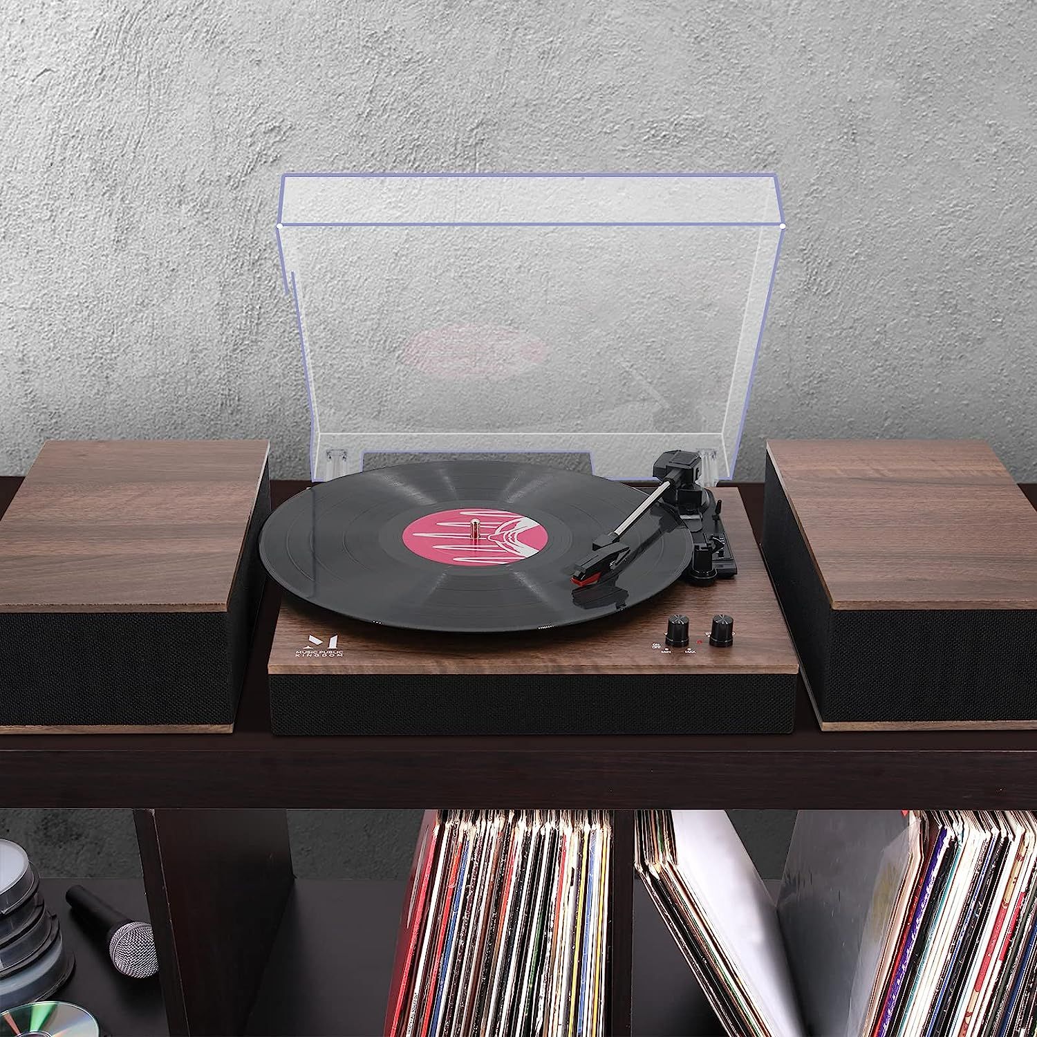 MPK Bluetooth Record Player,Turntable HiFi System with Bookshelf ...