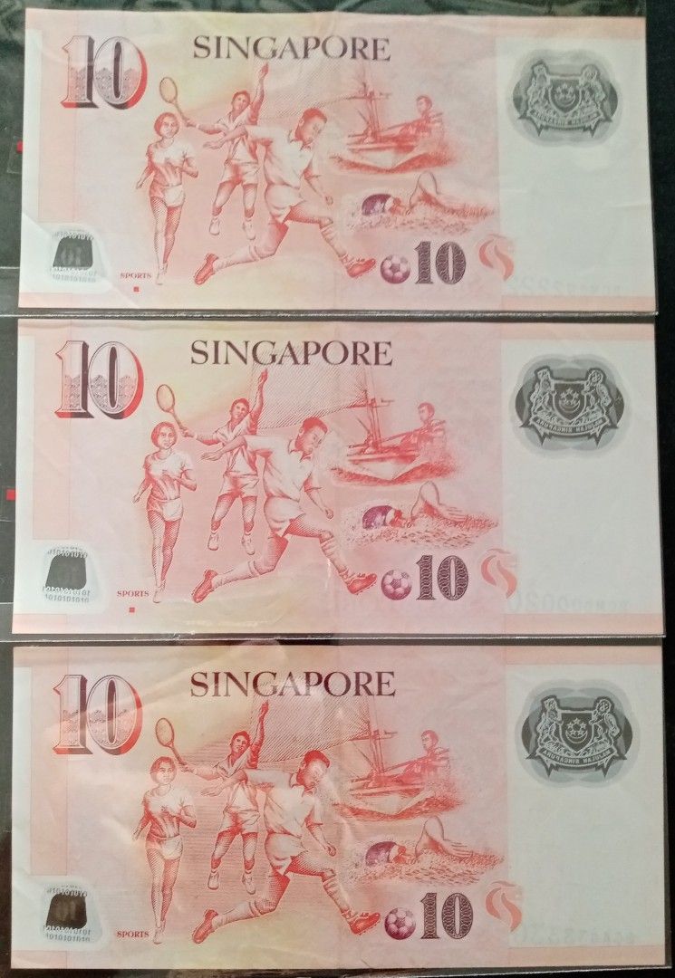 Nice Number Group of 3 Singapore President Yusof Ishak Series $10 Fancy ...