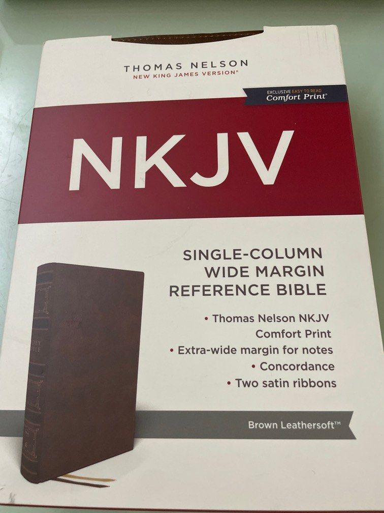 NKJV Single Column Wide Margin Reference Bible, Brown Leathersoft, Hobbies & Toys, Books ...