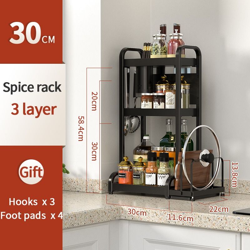 ODOROKU 2/3 Tier Kitchen Rack Stainless Steel Spice Rack Organizer Rack ...