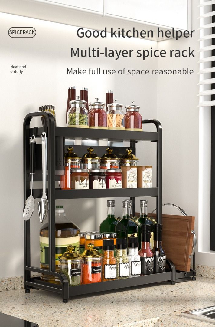 ODOROKU 2/3 Tier Kitchen Rack Stainless Steel Spice Rack Organizer Rack ...