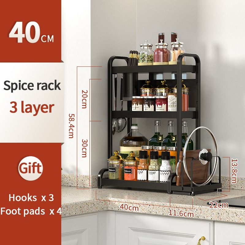 ODOROKU 2/3 Tier Kitchen Rack Stainless Steel Spice Rack Organizer Rack ...