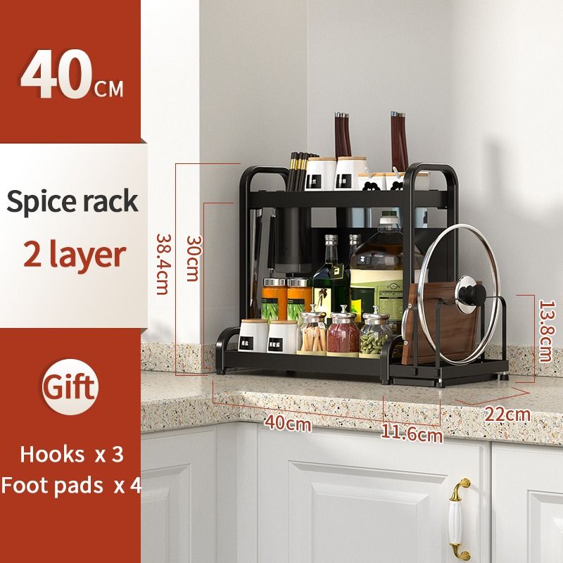 ODOROKU 2/3 Tier Kitchen Rack Stainless Steel Spice Rack Organizer Rack ...