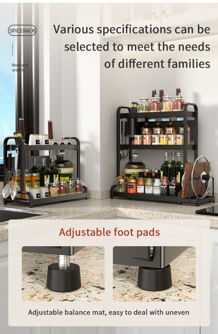 ODOROKU 2/3 Tier Kitchen Rack Stainless Steel Spice Rack Organizer Rack ...