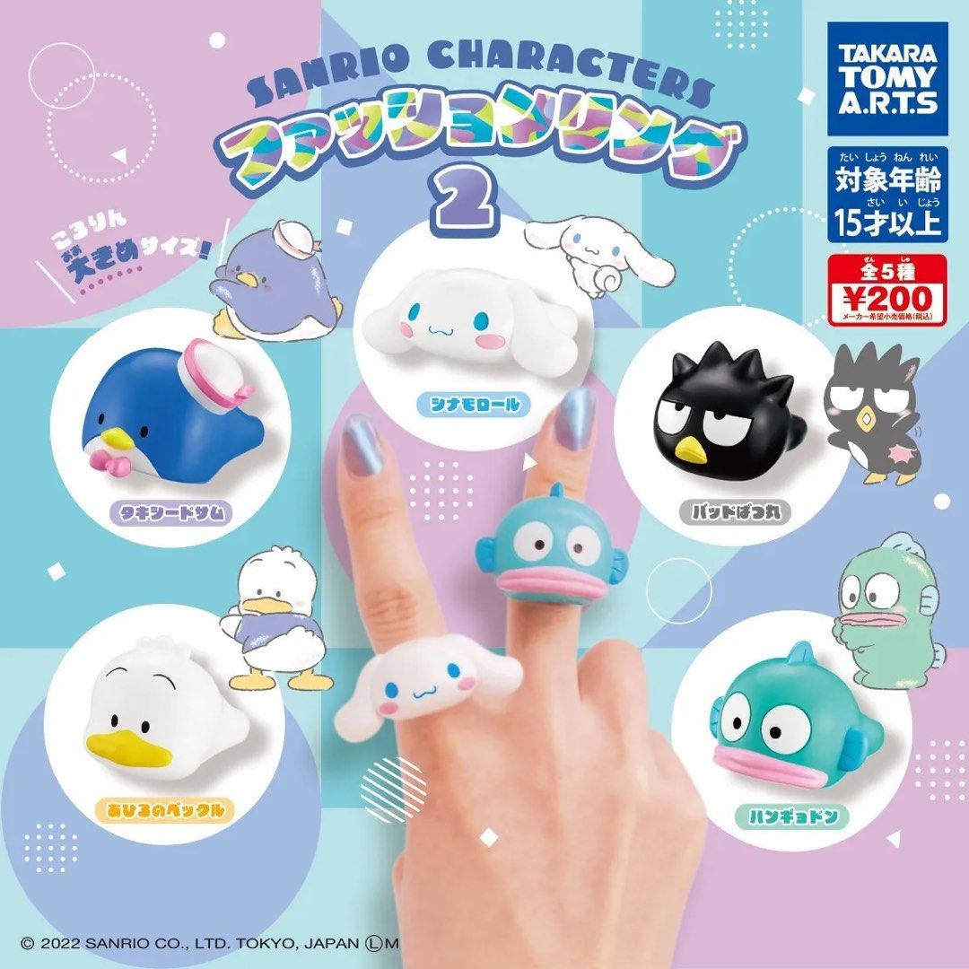 Official Sanrio rings gacha badtz hangyodon tuxedo sam peckle kawaii ...
