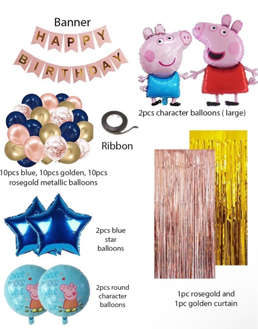 Pepper Pig Theme Ballon Pack, Hobbies & Toys, Stationery & Craft ...
