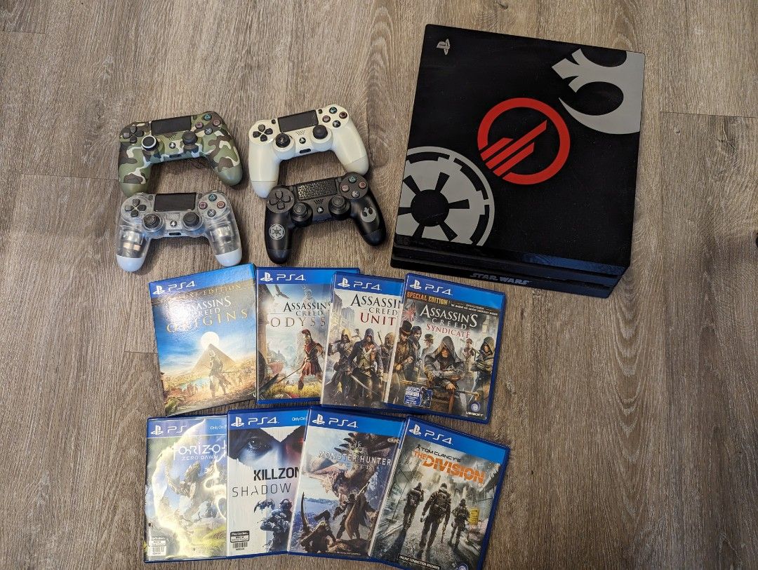 Playstation 4 pro Star wars edition, 4 controllers, 8 games, Video ...