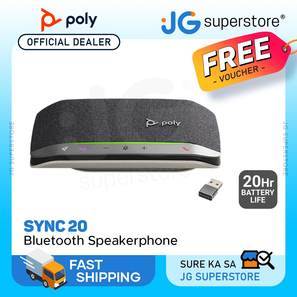 Poly Sync 20 Personal USB Wired / Bluetooth Smart Wireless Speakerphone ...