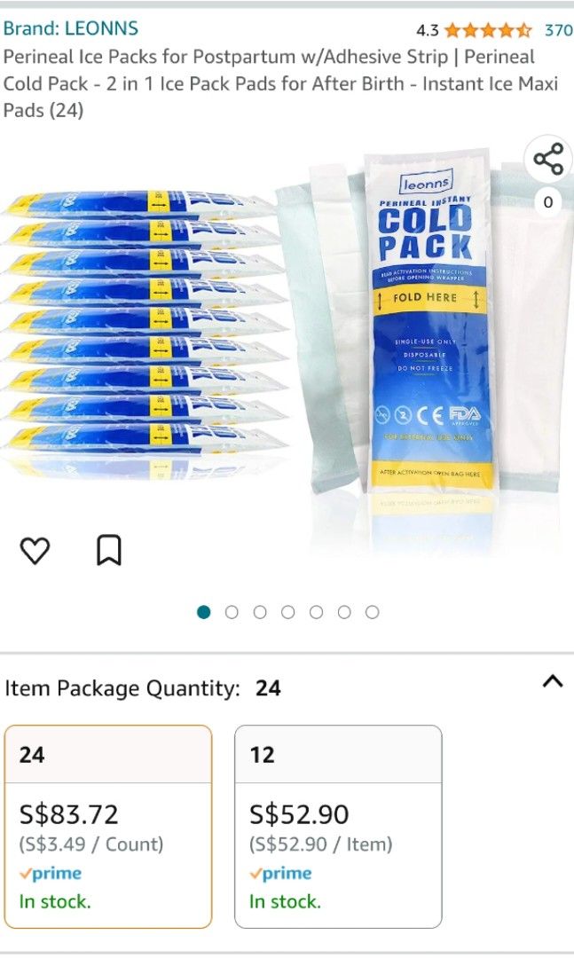 Leonns Postpartum Perineal Cold Pack (for natural birth) X24, Babies ...