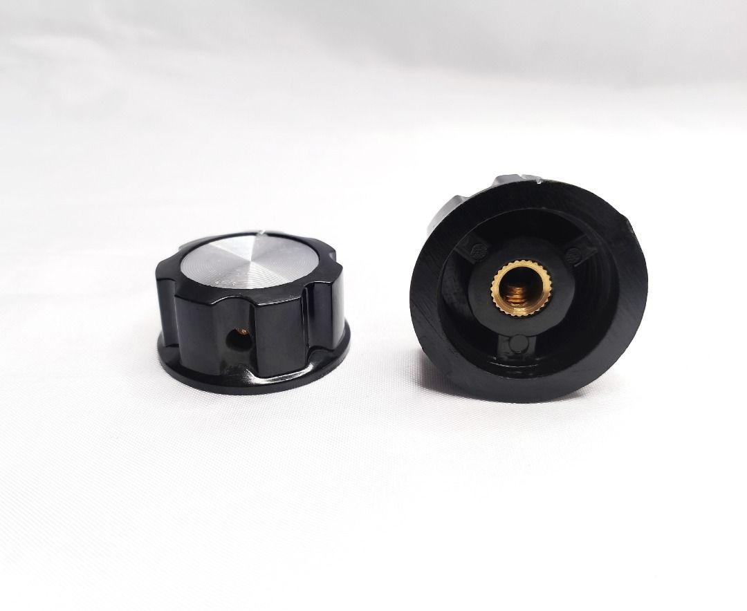 POTENTIOMETER VOLUME CONTROL ROTARY KNOB 6mm SHAFT HOLE, SILVER TONE ...