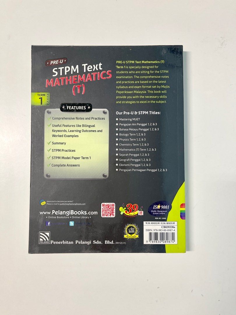 Pre-U STPM Text Mathematics (T) Term 1, Hobbies & Toys, Books ...