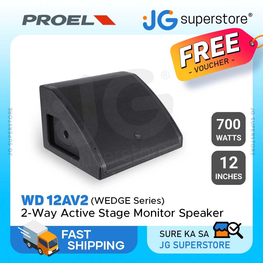 PROEL WD 12AV2 12" 700W 2-Way Coaxial Active Stage Monitor Speaker with ...