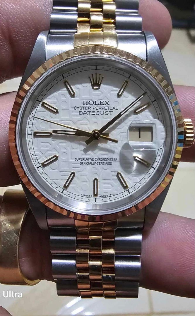 RUSH SALE! authentic ROLEX datejust 36mm computer face white baton dial ...