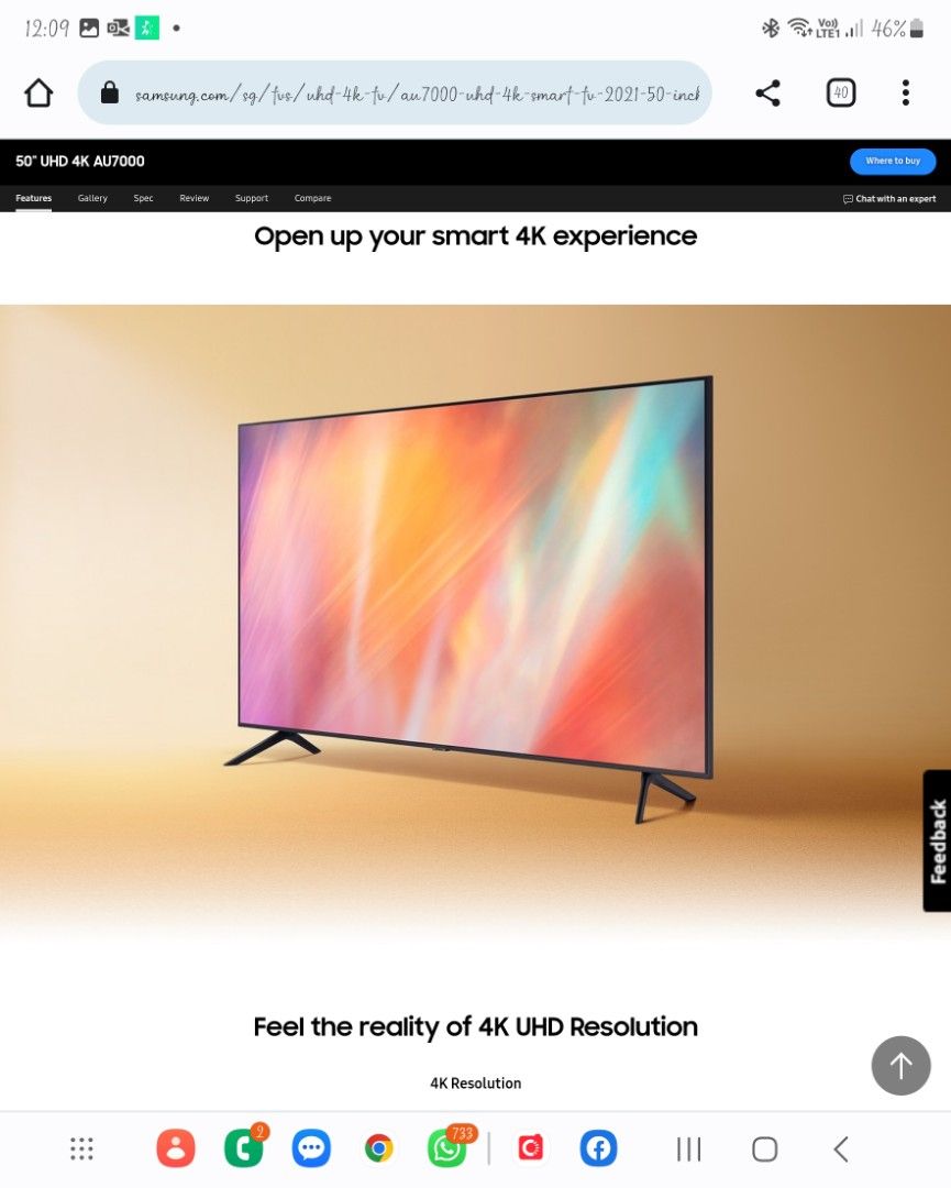 Samsung Smart TV - 50" UHD 4K AU7000, TV & Home Appliances, TV & Entertainment, TV on Carousell
