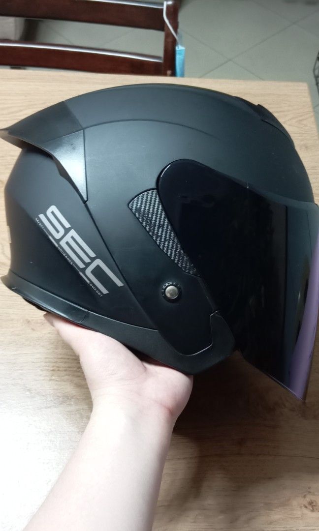 SEC Matte Black Half Faced Helmet, Motorbikes, Motorbike Parts ...