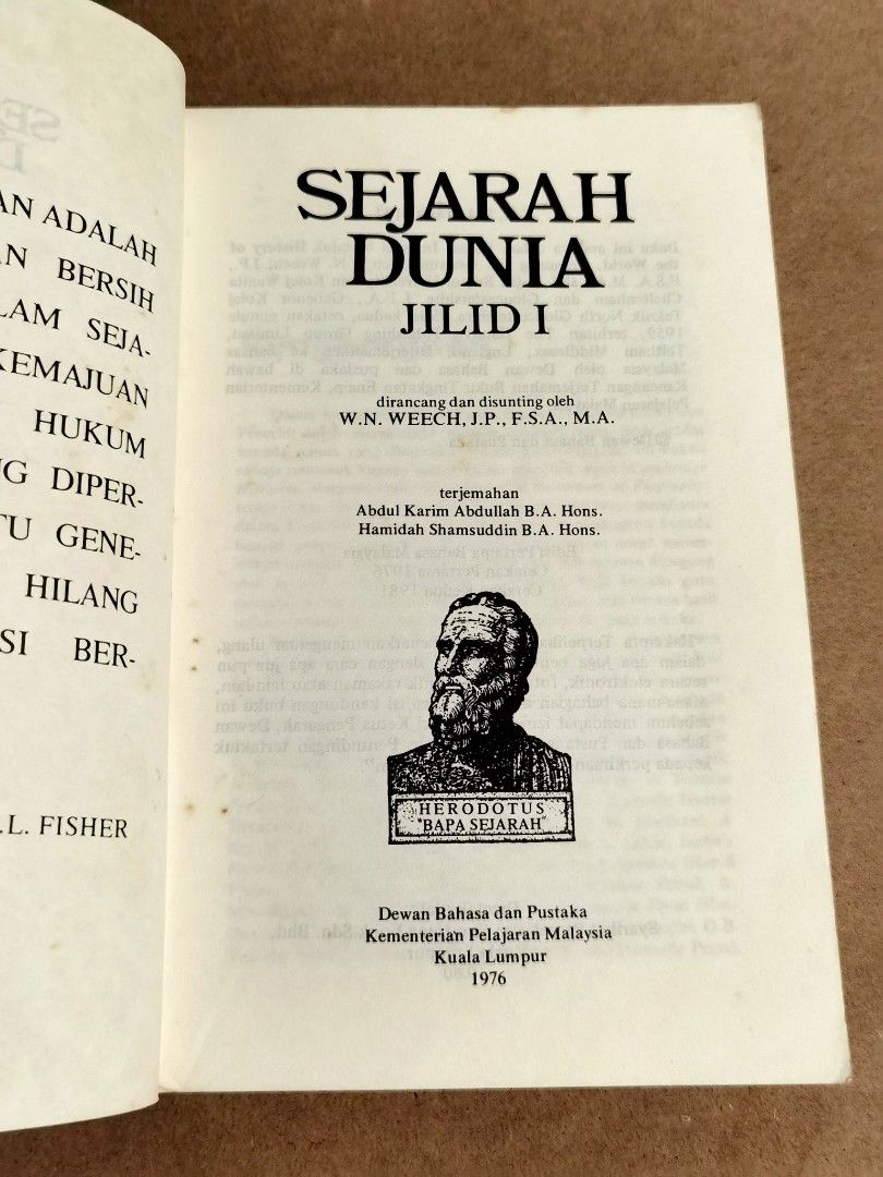 Sejarah Dunia Jilid 1 Buku W N Weech Abdul Karim Abdullah Dewan Bahasa ...