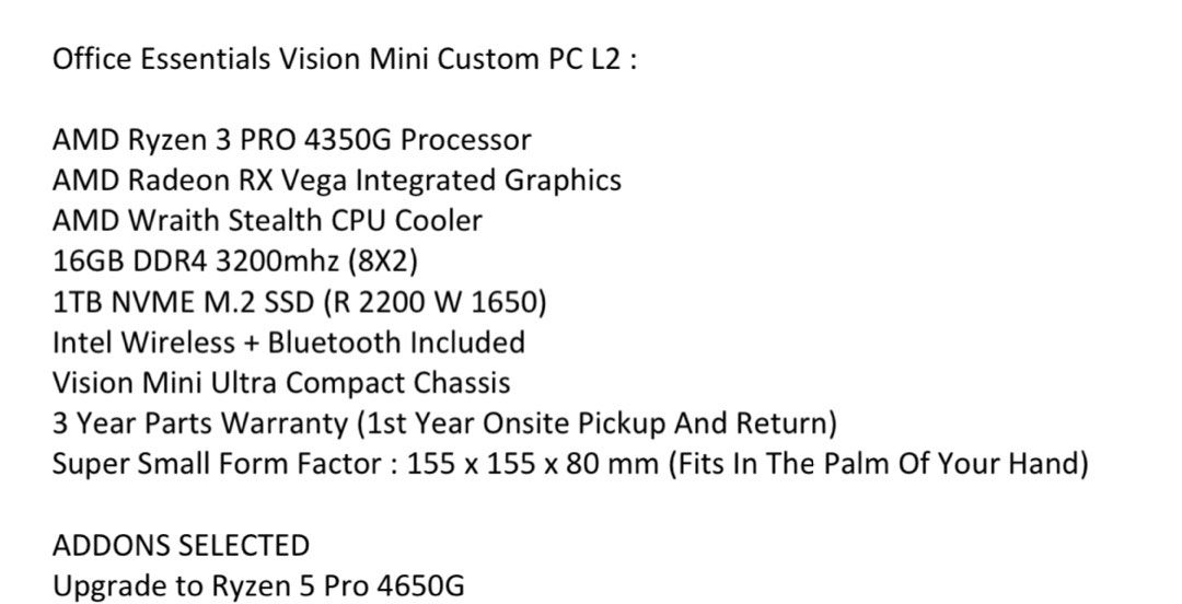 Small form factor (SFF) Aftershock PC Vision Mini, Computers & Tech ...
