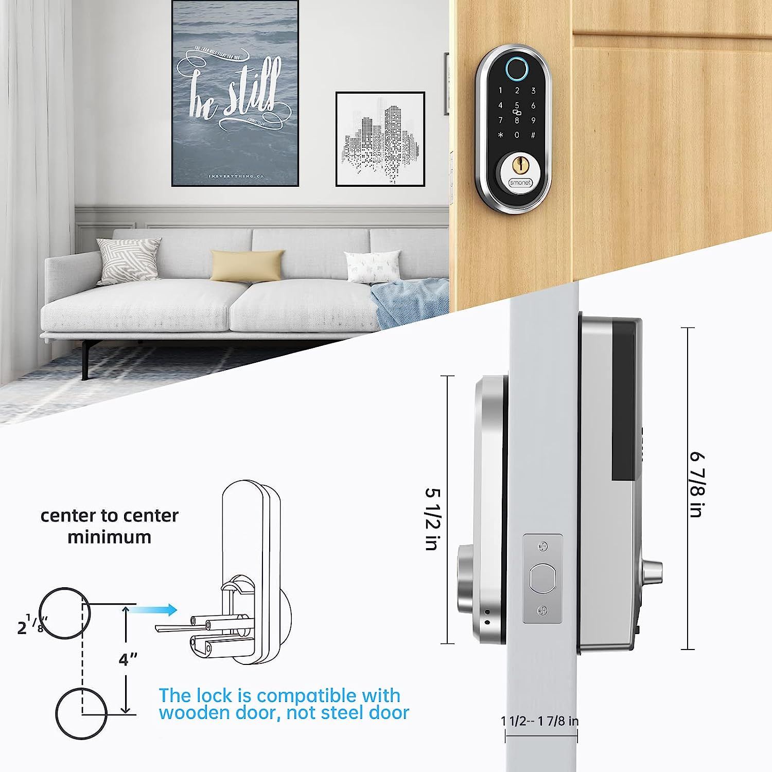 Smart Deadbolt, SMONET Fingerprint Electronic Deadbolt Door Lock with ... Smart Deadbolt, SMONET Fingerprint Electronic Deadbolt Door Lock with ...