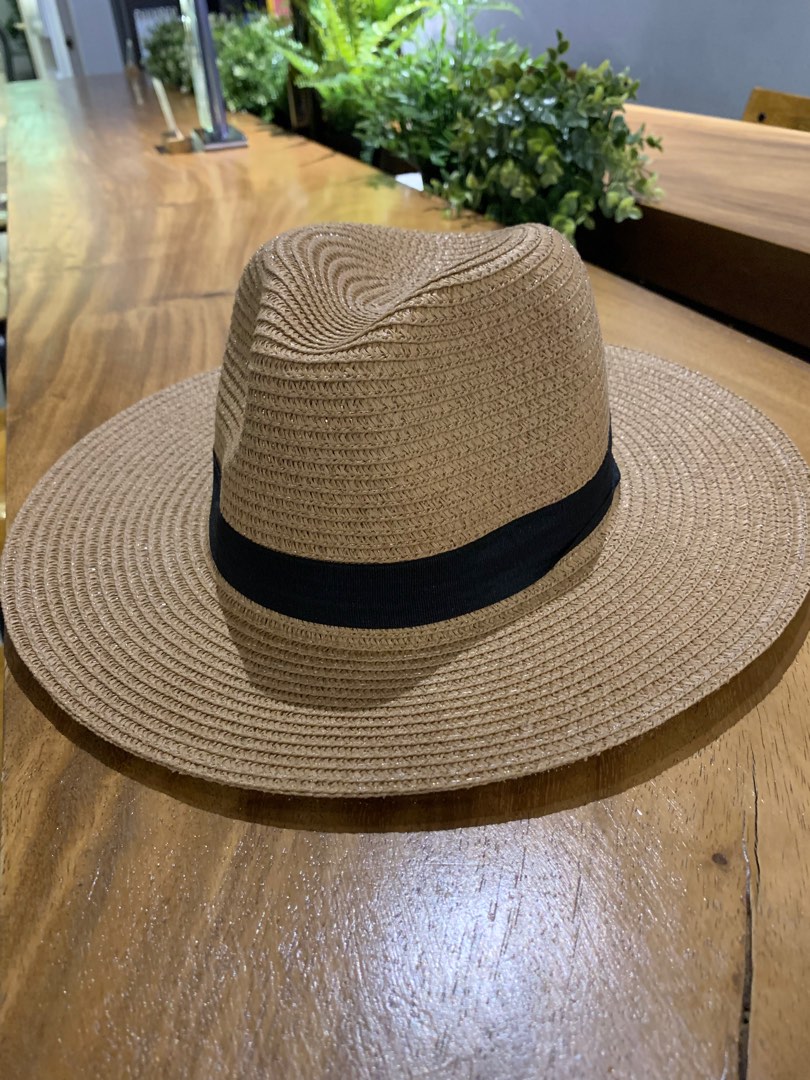 Straw Hat with string, Women's Fashion, Watches & Accessories, Hats ...