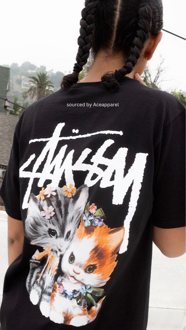 Stussy Metallic, Cat Logo Tees, Men's Fashion, Tops & Sets, Tshirts ...