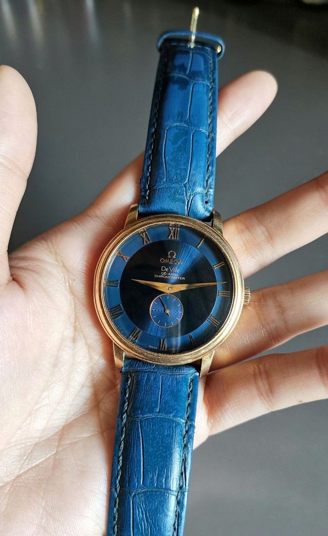 Swiss Omega Deville PRESTIGE 18k Yellow Gold Chronometer Co Axial Watch ...