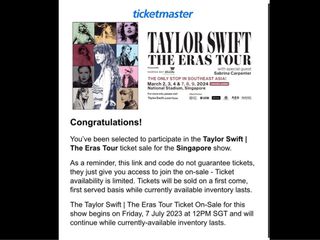 Taylor Swift Code, Tickets & Vouchers, Event Tickets on Carousell