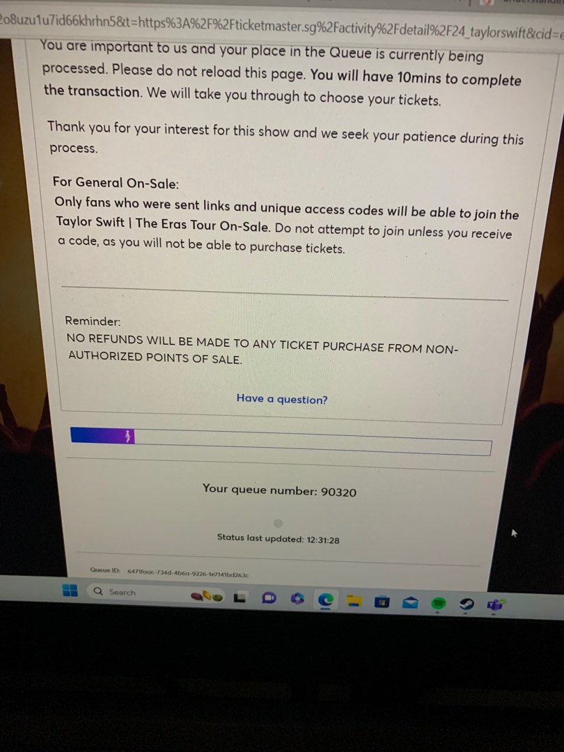 TAYLOR SWIFT ONLINE QUEUE POSITION, Announcements on Carousell