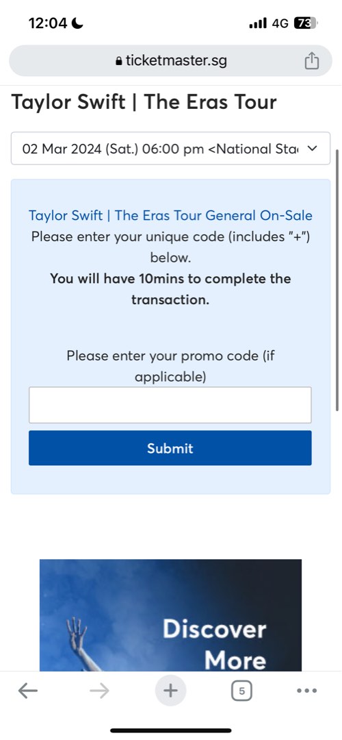 taylor tickets can buy immediately just need code and card, Tickets ...