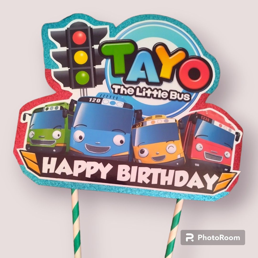 Tayo Little Bus Theme Birthday Party Banner Cupcake Cake Topper ...