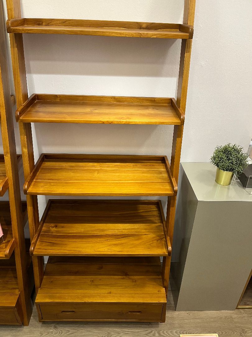 FAST DEAL! TEAK Wood Ladder Display Shelf W/Drawer , Furniture & Home ...