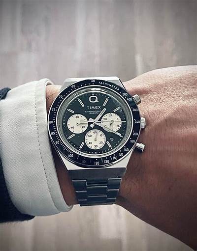 Timex Q Chronograph Black reverse Panda With bracelet, Luxury, Watches ...