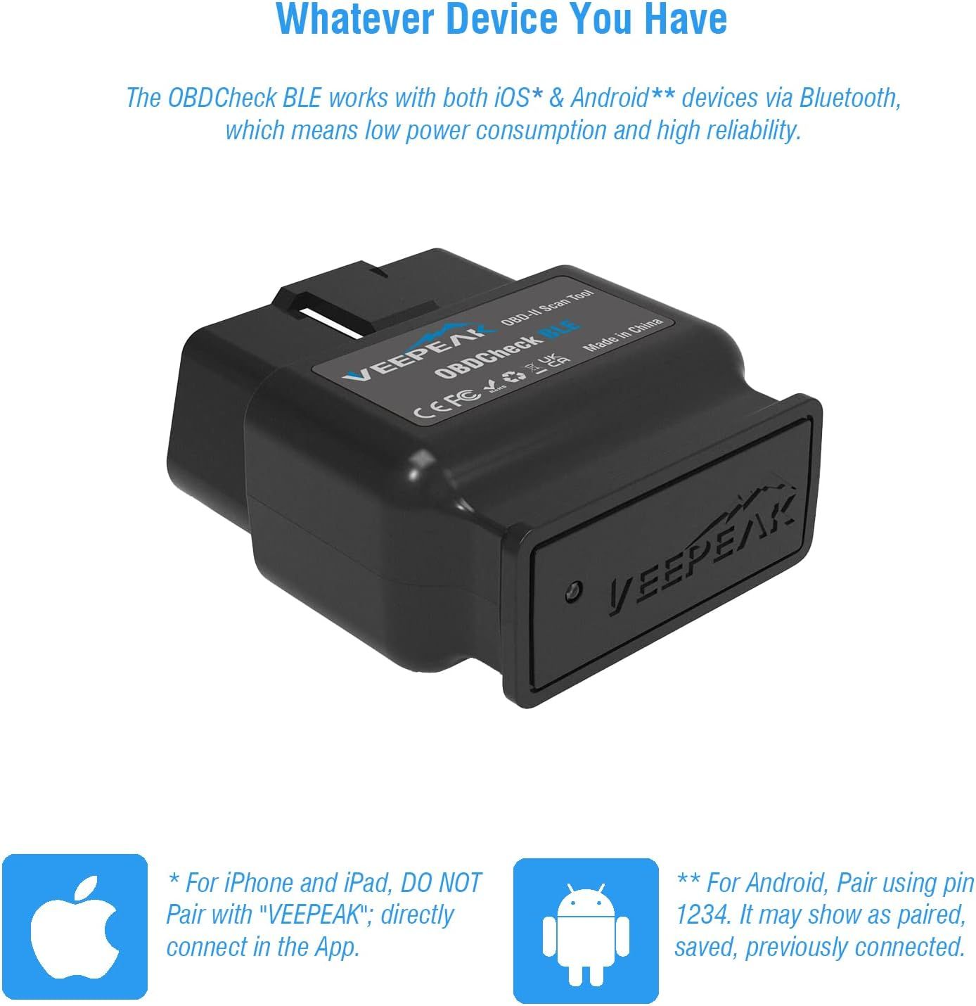 Veepeak Obdcheck Ble Bluetooth Obd Ii Scanner Auto Diagnostic Scan Tool For Ios And Android