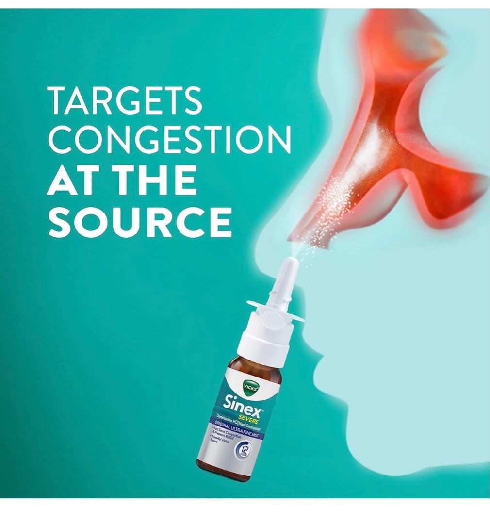 Vicks Sinex SEVERE Nasal Spray, Original Ultra Fine Mist, Decongestant ...